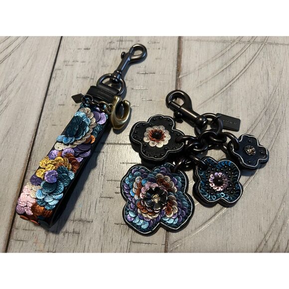 Coach | Accessories | Coach Tea Rose Mix Bag Multi Color Charm Strap ...
